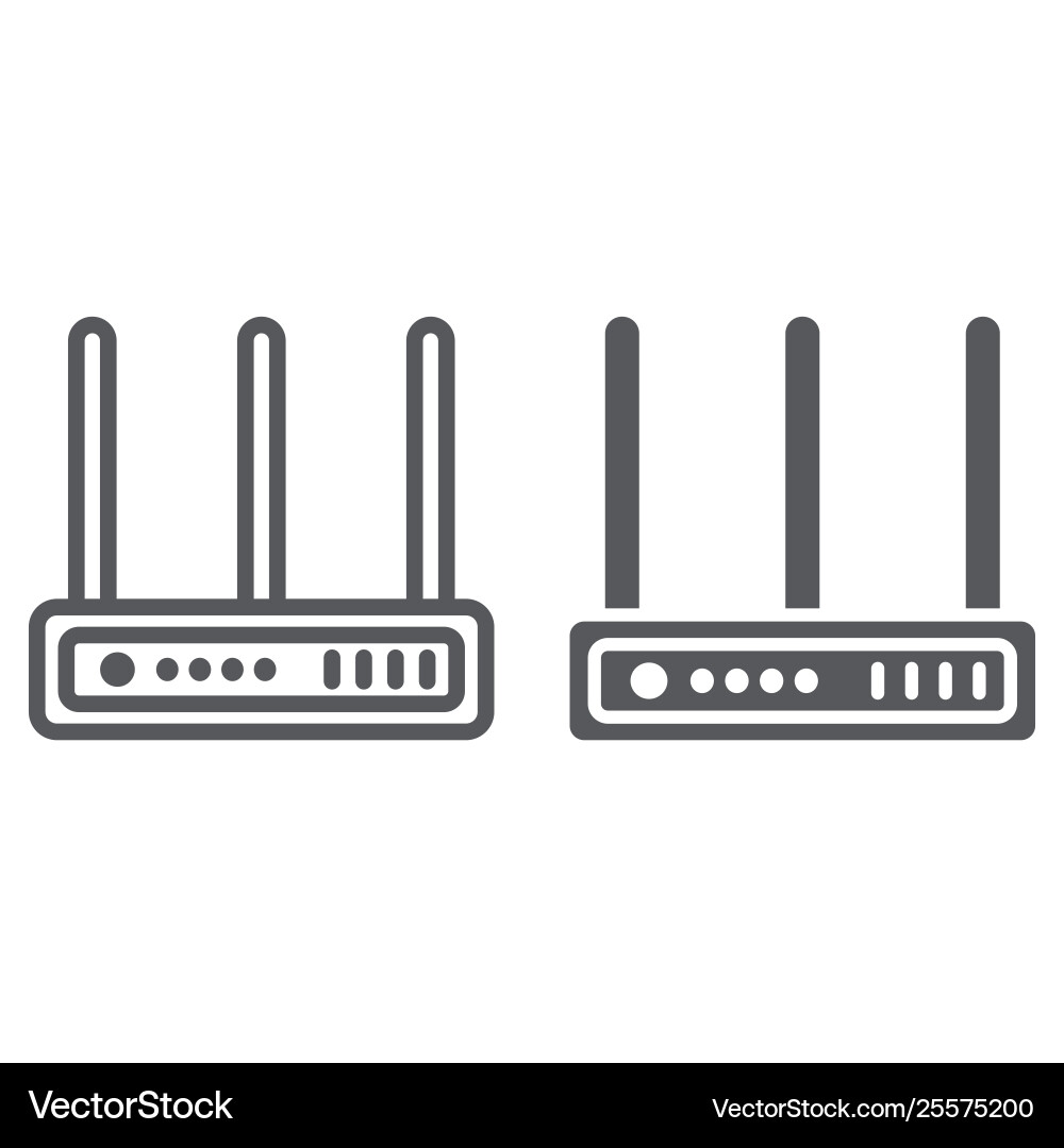Wifi router line and glyph icon network Royalty Free Vector