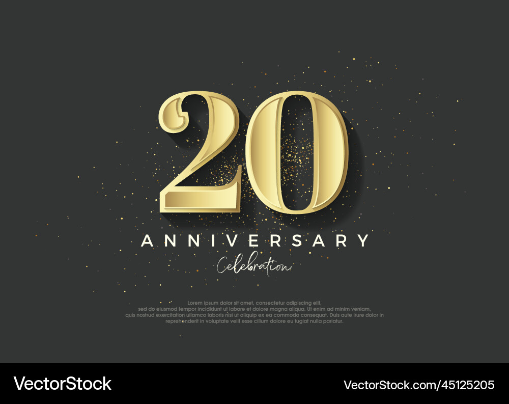 20th anniversary golden premium design Royalty Free Vector