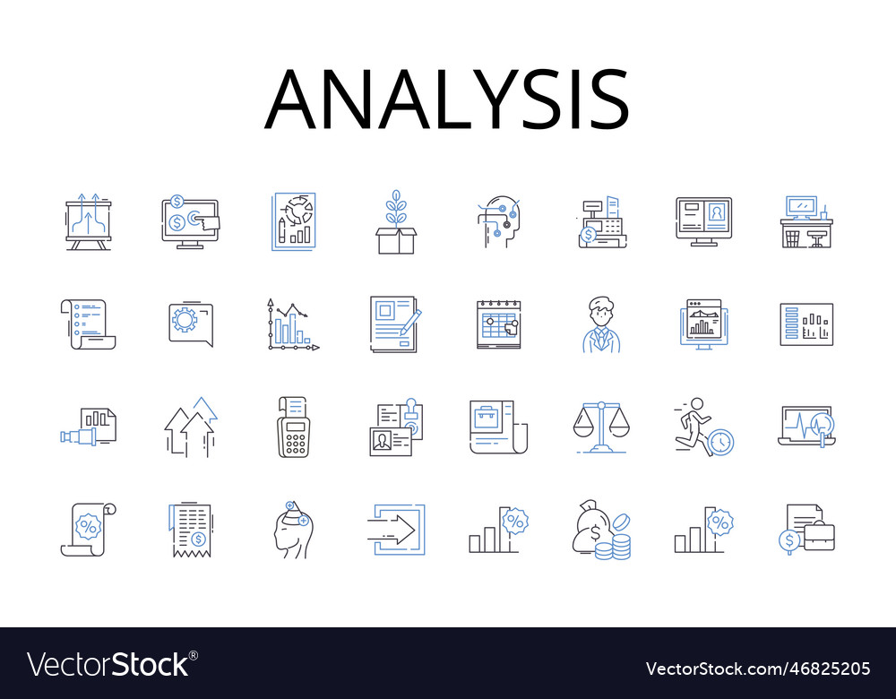 Analysis line icons collection evaluation Vector Image