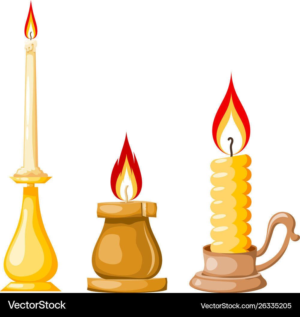 Cartoon a candle on a white background set Vector Image