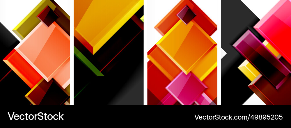 Color glass glossy square composition poster set Vector Image