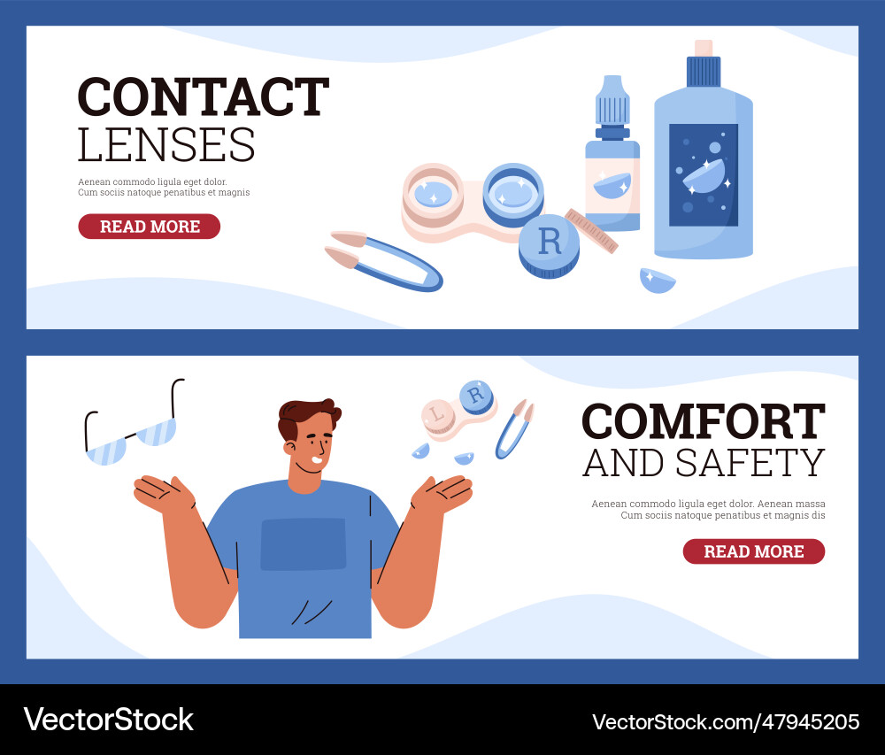 Contact lenses advertising web banners set flat Vector Image