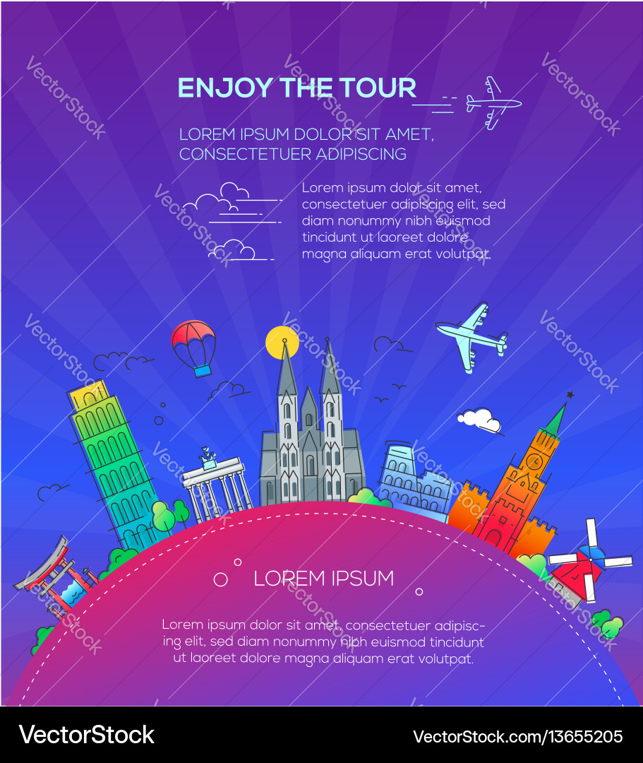 Enjoy tour - flat design travel composition Vector Image