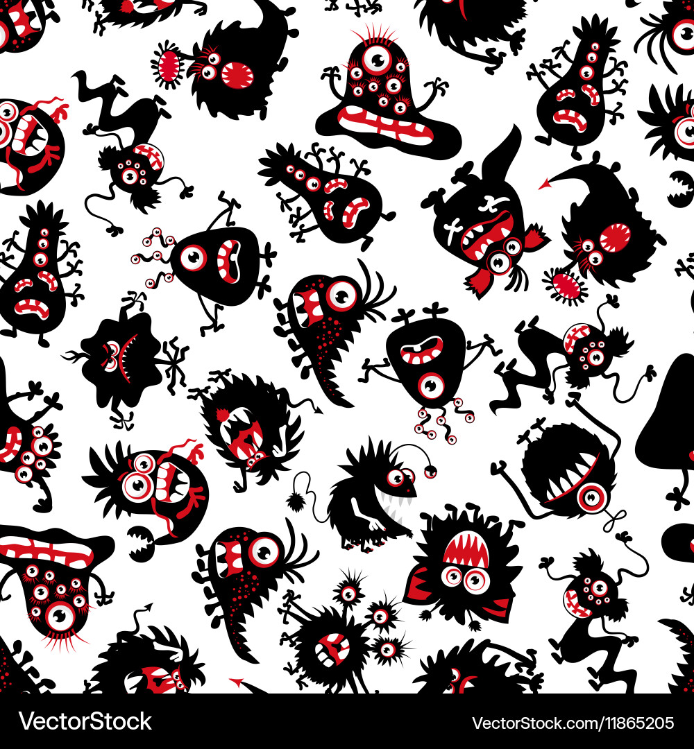Funny monsters pattern for little boy halloween Vector Image