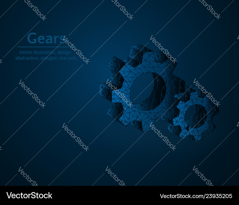 Gears symbol low poly mechanism polygonal icon Vector Image