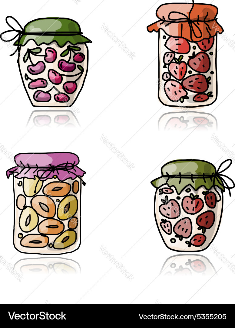 Jar with jam sketch for your design Royalty Free Vector