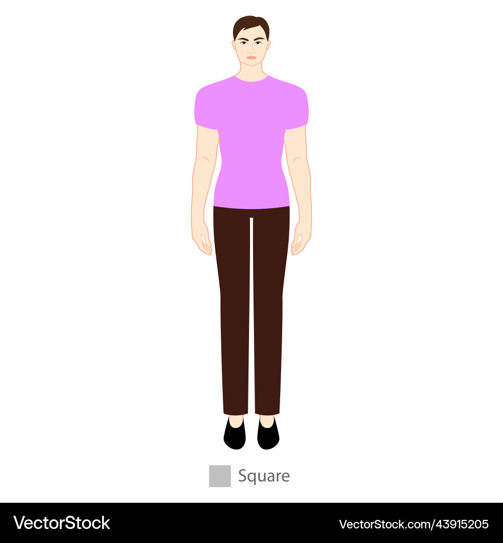 Men square body shape character male Royalty Free Vector