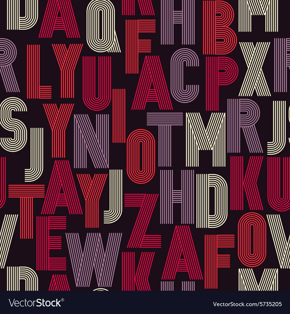 Retro stripes funky fonts seamless pattern Vector Image