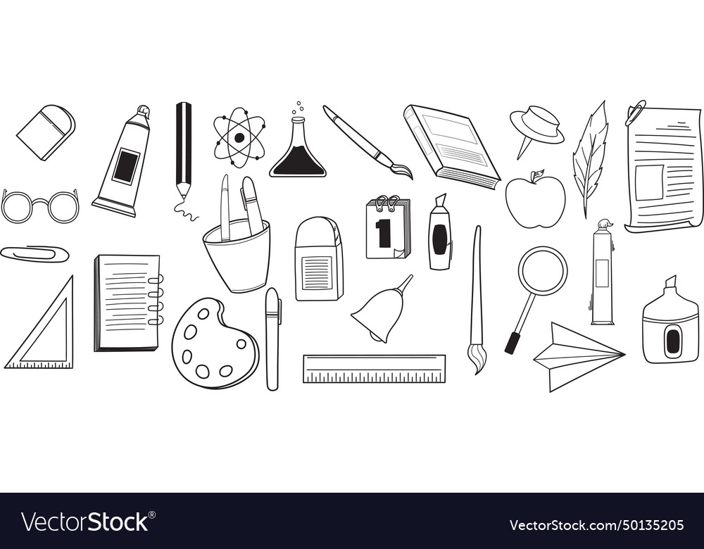 School elements set flat Royalty Free Vector Image