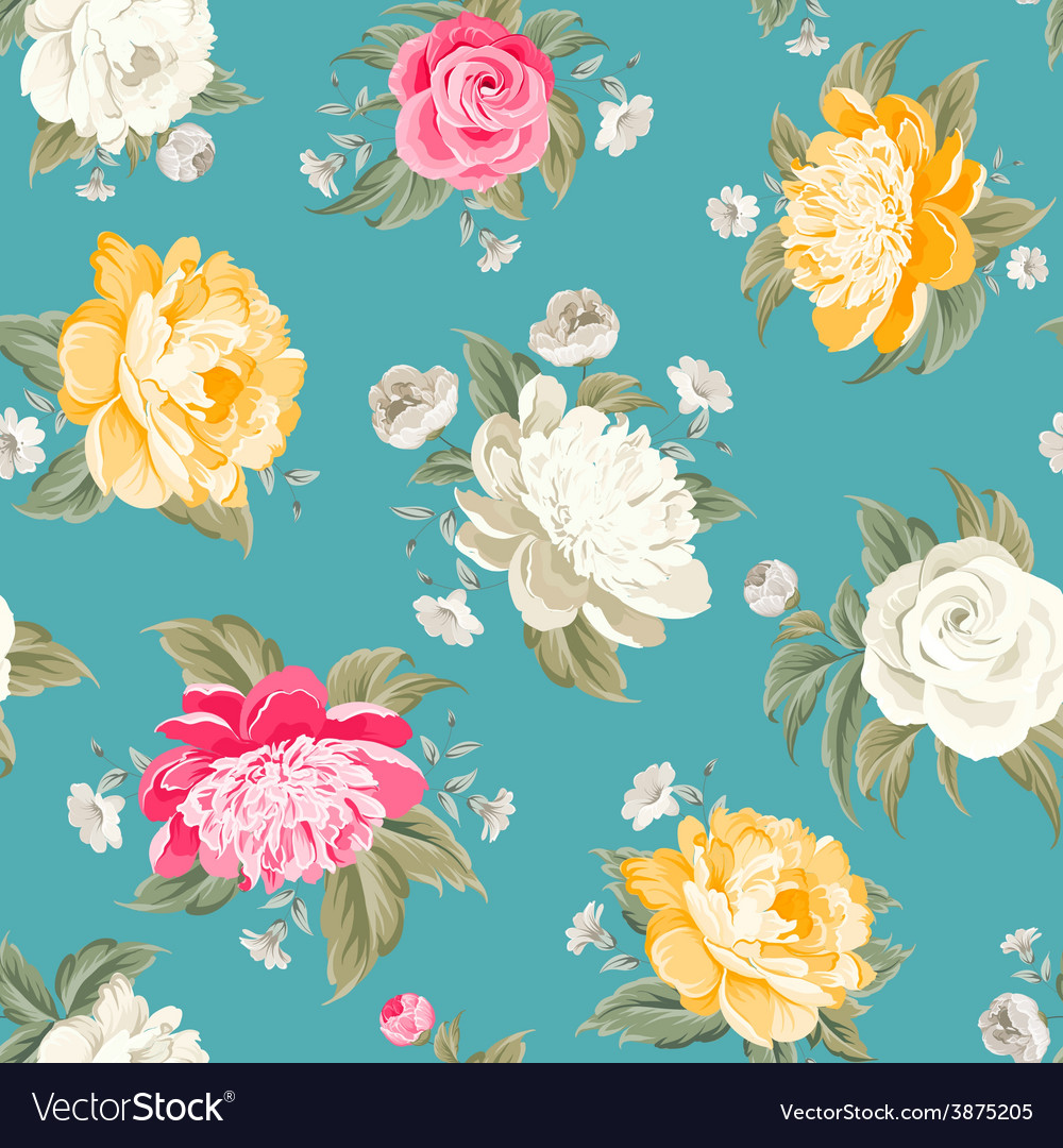 Seamless peony pattern Royalty Free Vector Image