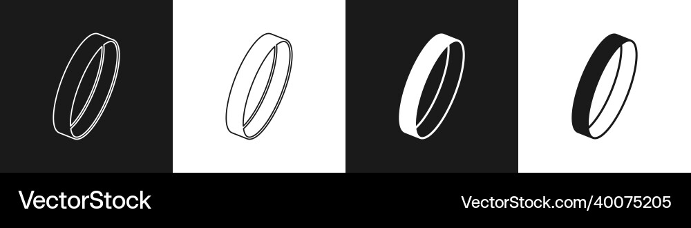 Set wedding ring icon isolated on black and white Vector Image