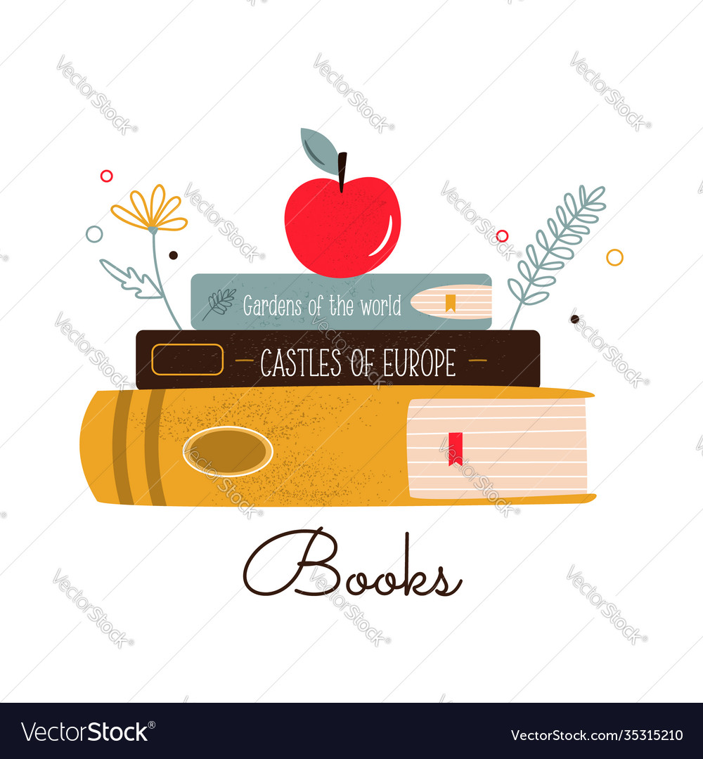 A pile books in a flat style Royalty Free Vector Image