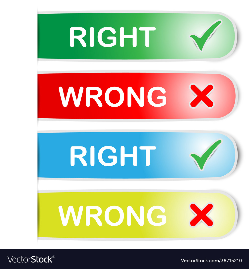 Basic rgbright or wrong message with check mark Vector Image