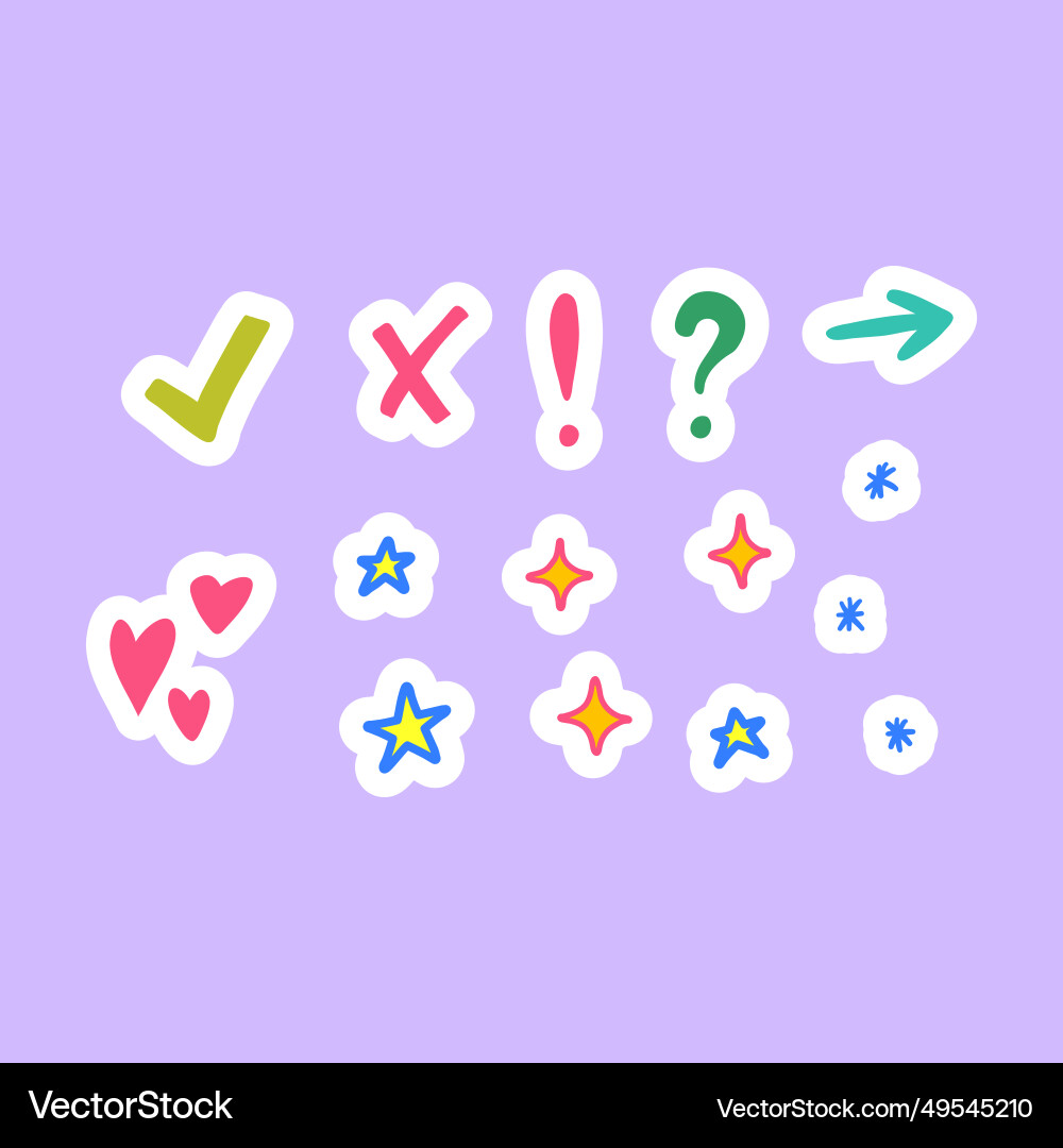 Cartoon color different diary stickers journal Vector Image