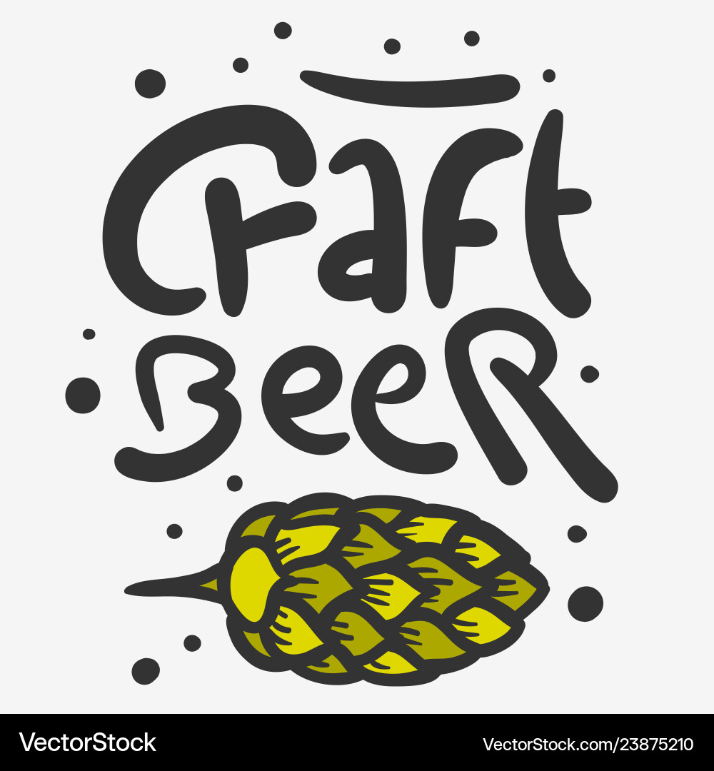 Craft beer hand drawn design with hop Royalty Free Vector