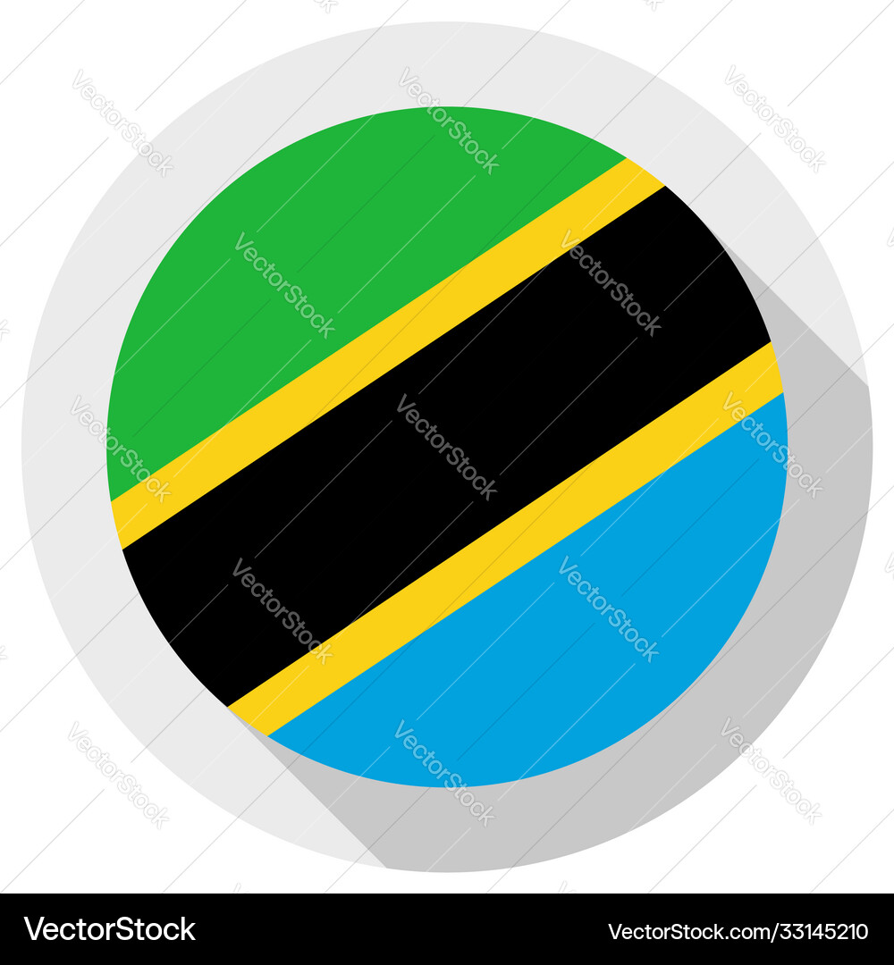 Flag tanzania round shape icon on white Royalty Free Vector