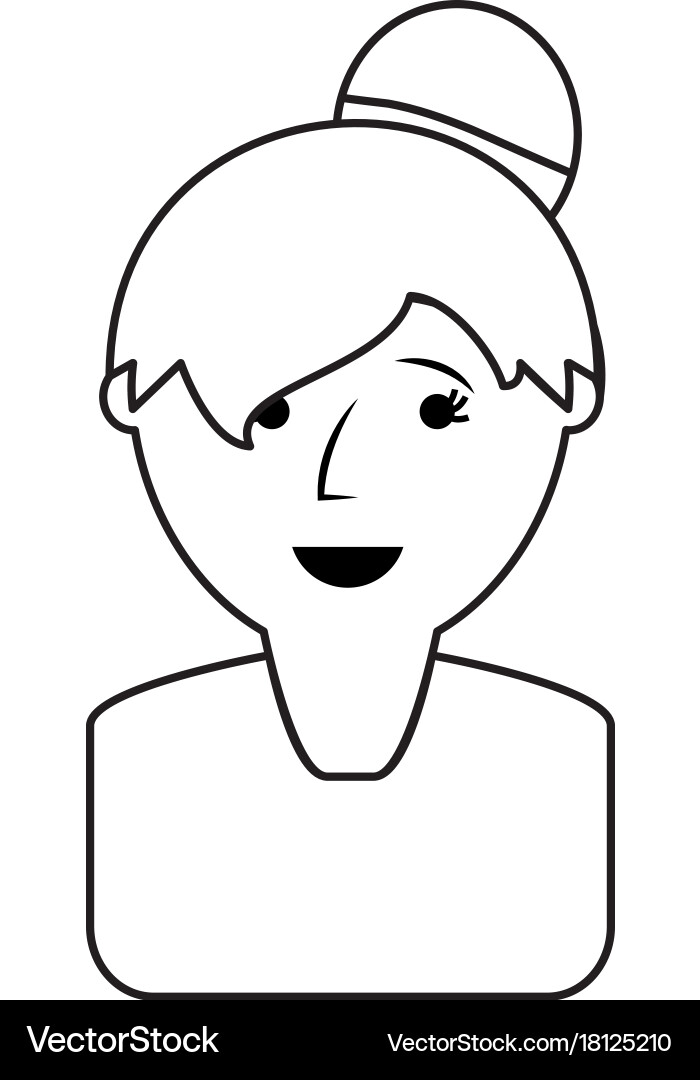 Flat line uncolored woman doodle over white Vector Image