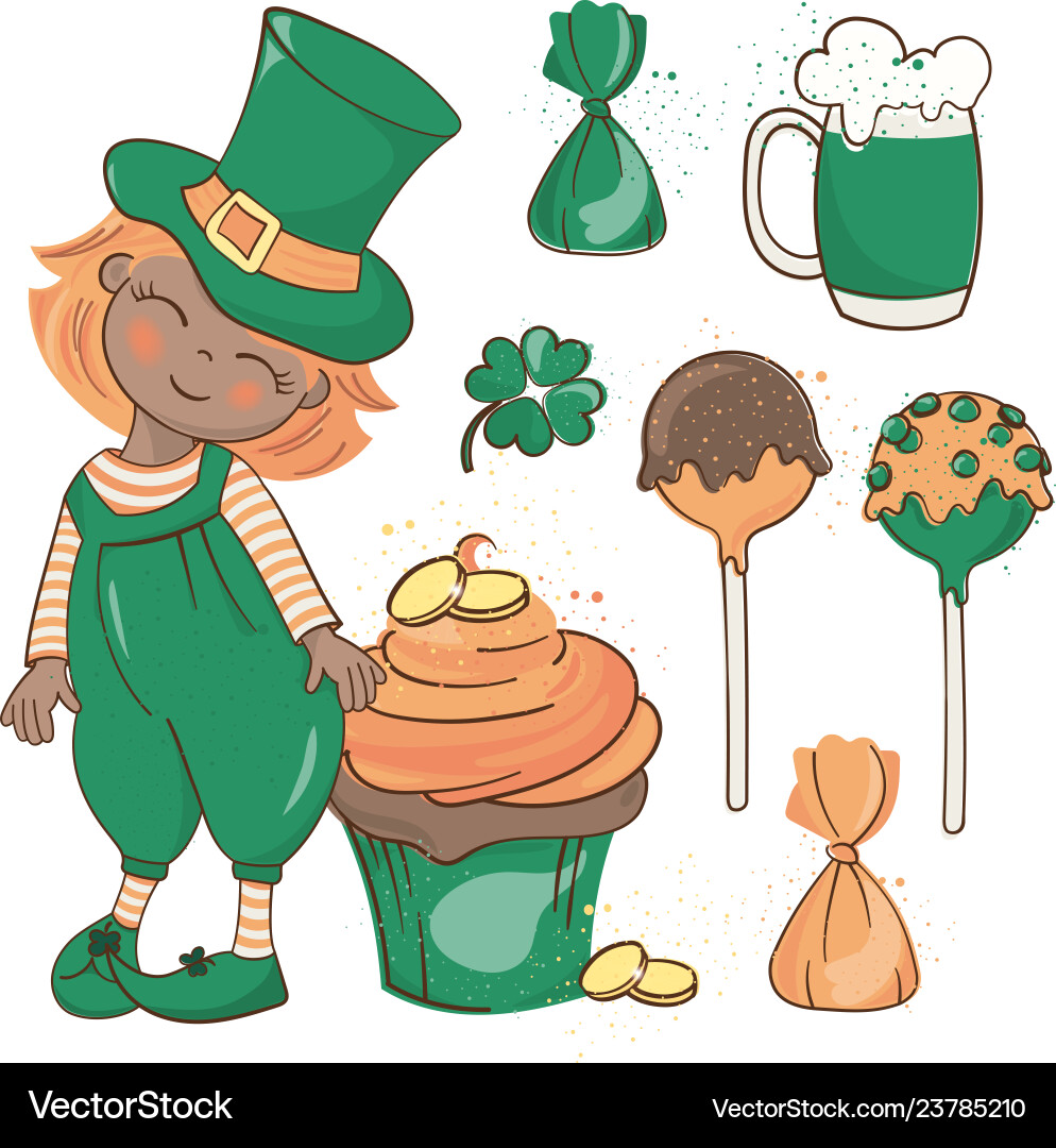 Patricks sweet saint patrick day cartoon Vector Image