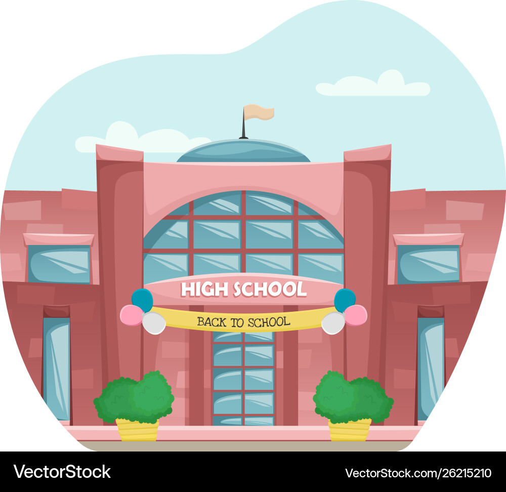 School building in cartoon style Royalty Free Vector Image