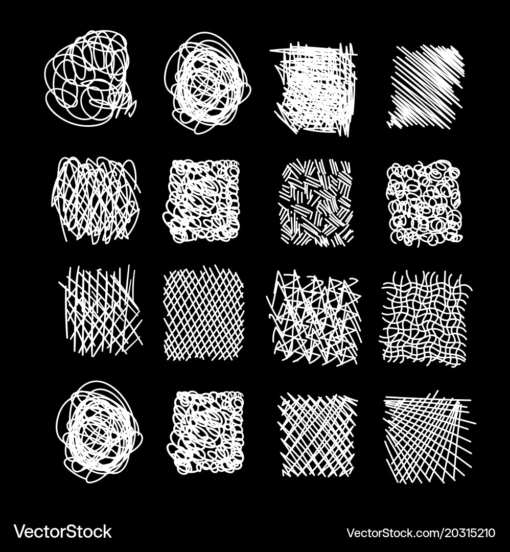 Set of hand drawn scribble symbols isolated Vector Image