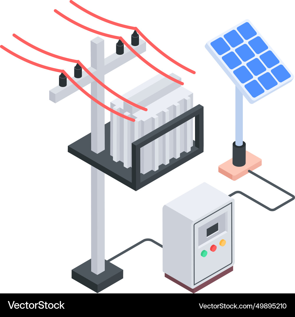 Solar electricity trendy isometric icon Royalty Free Vector