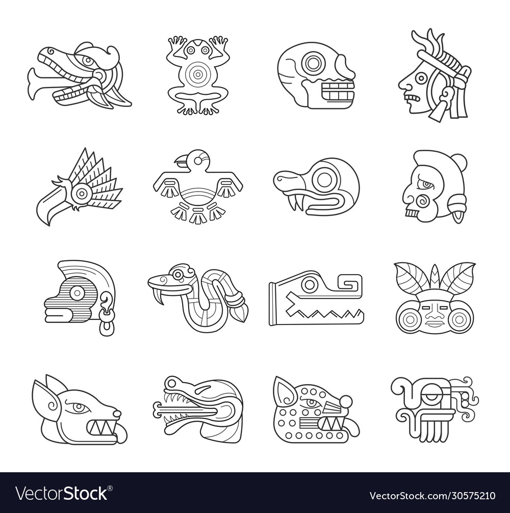 Variety mayan elements set Royalty Free Vector Image