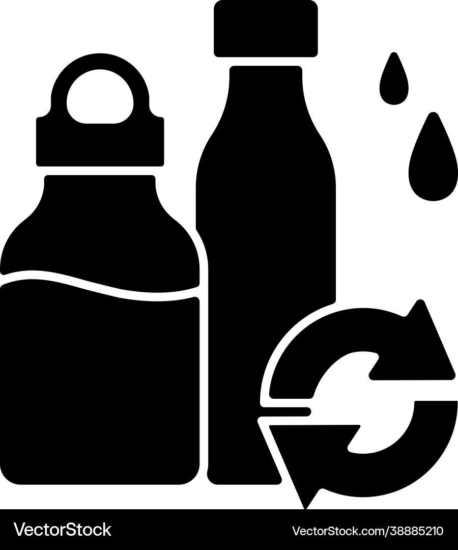 Water bottles refill black glyph icon Royalty Free Vector