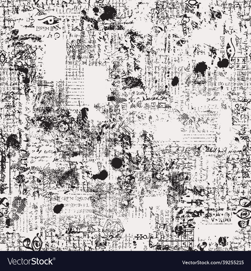 Abstract seamless pattern with scribbles and text Vector Image