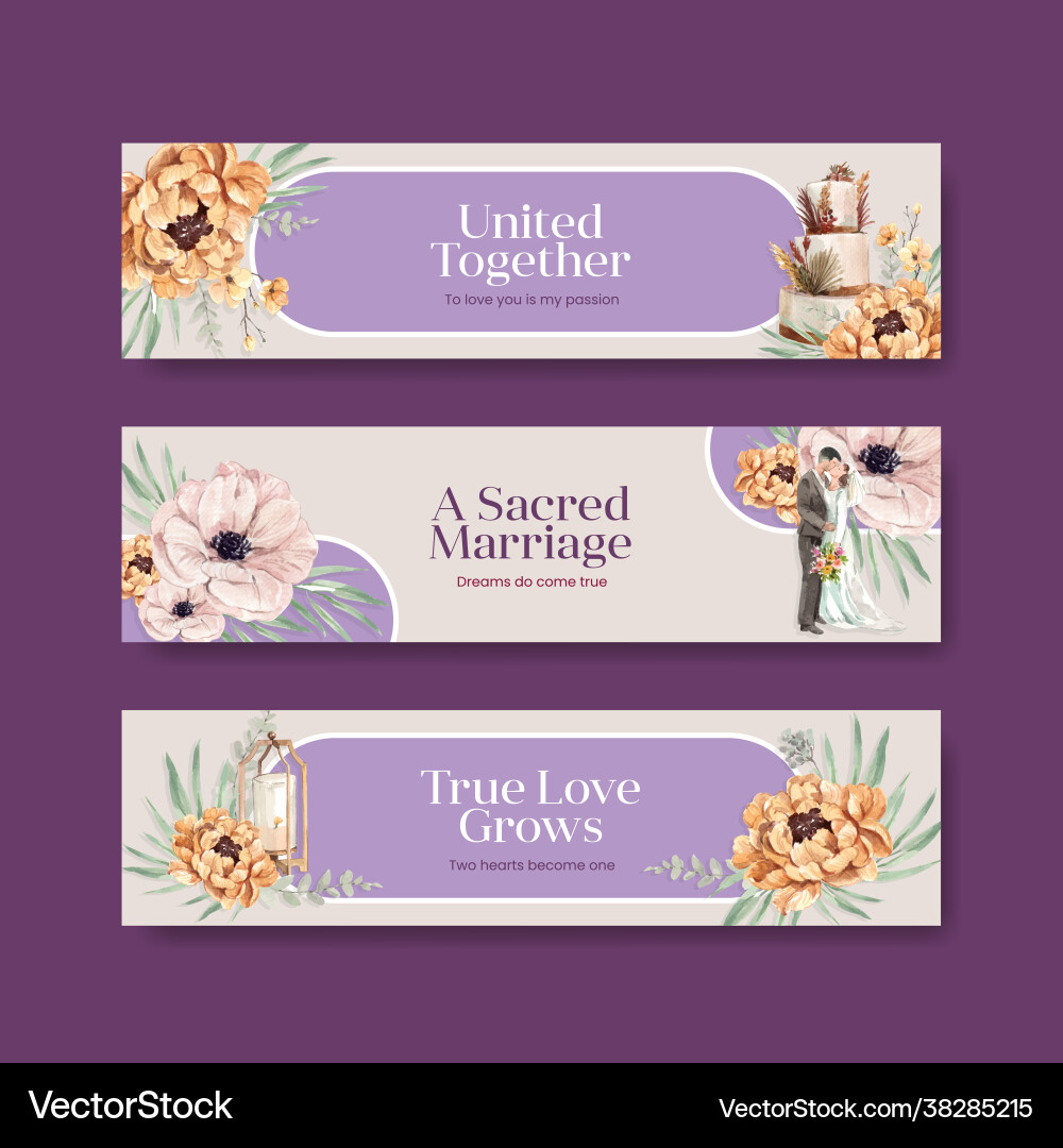 Banner template with wedding ceremony concept Vector Image