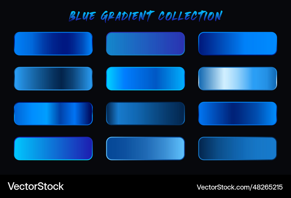 Blue gradients swatches set Royalty Free Vector Image