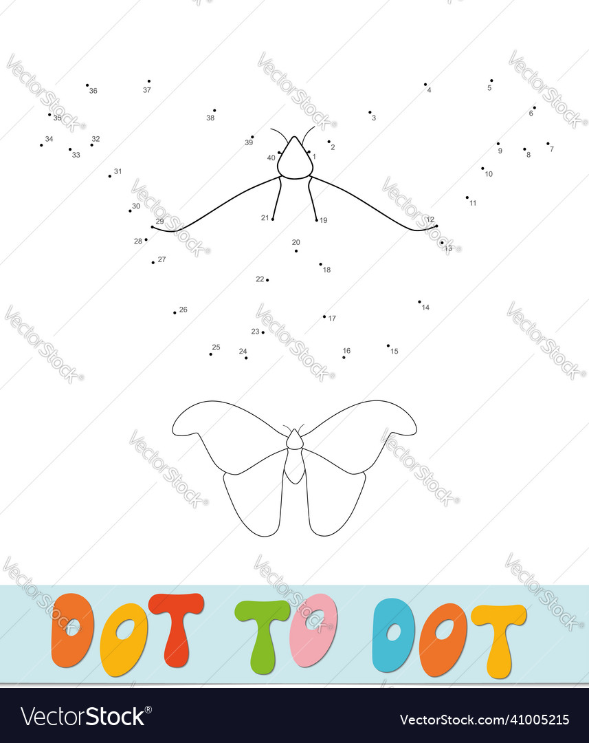 Butterfly dot to puzzle for children connect Vector Image