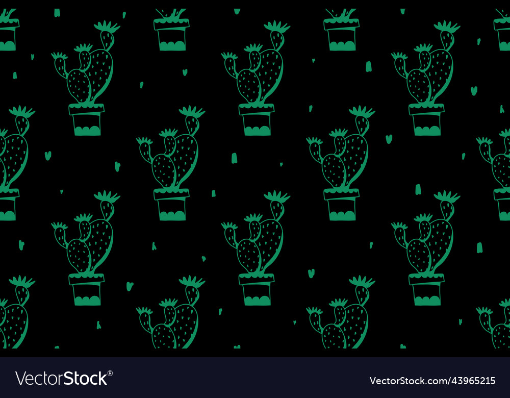 Cacti seamless pattern background Royalty Free Vector Image