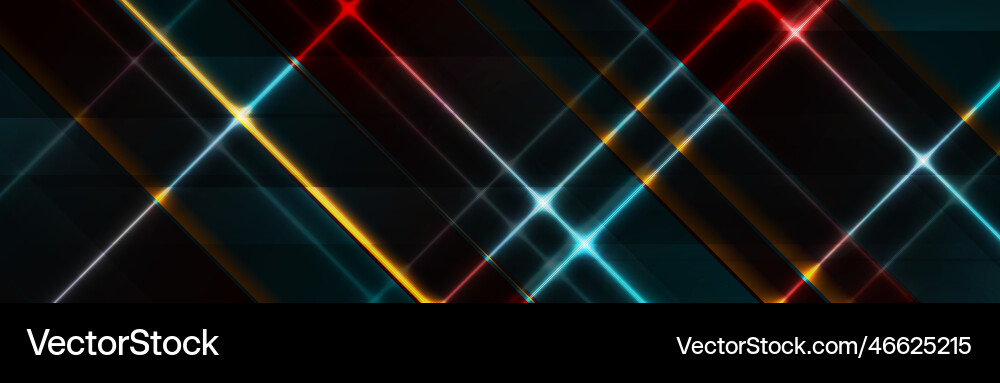 Colorful glowing neon lines abstract retro tech Vector Image