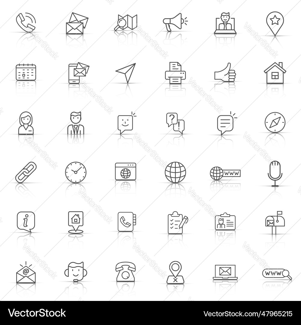 Contact us thin line icon set in flat style Vector Image