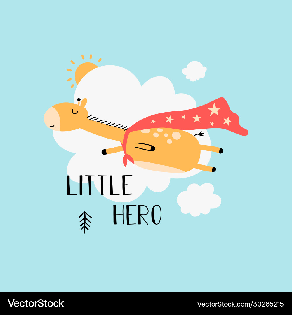 Hand drawing print design hero giraffe Royalty Free Vector
