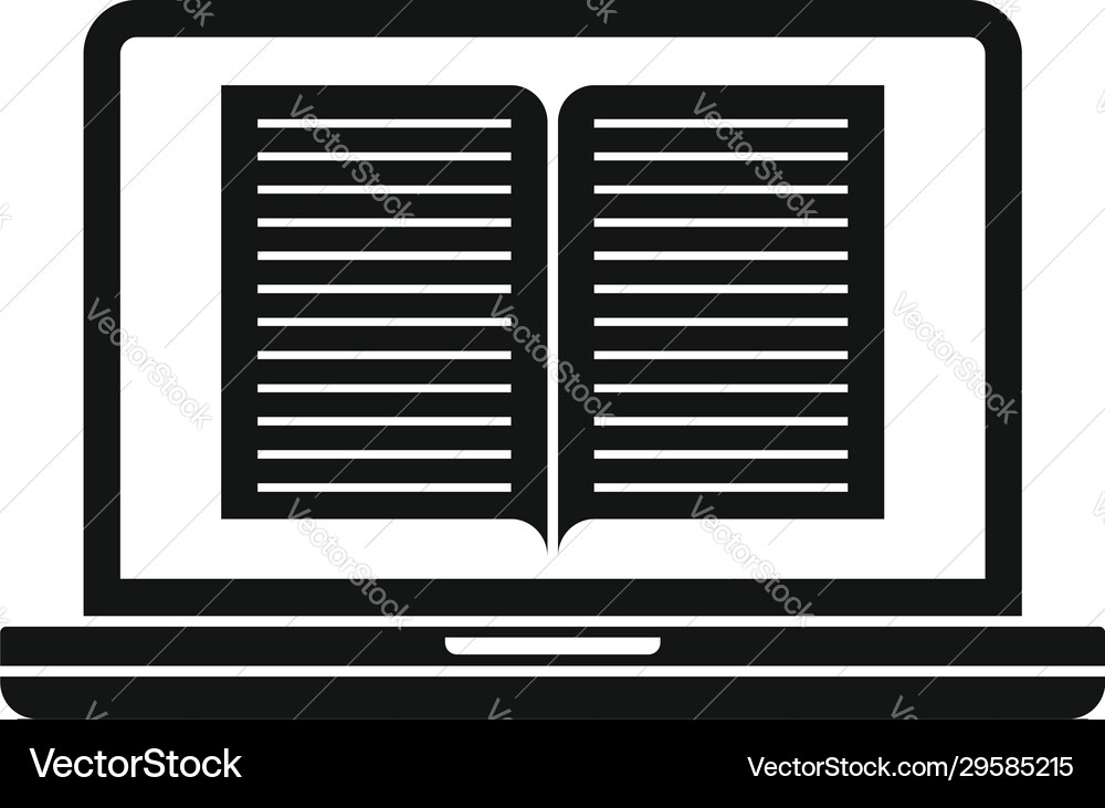 Laptop ebook icon simple style Royalty Free Vector Image