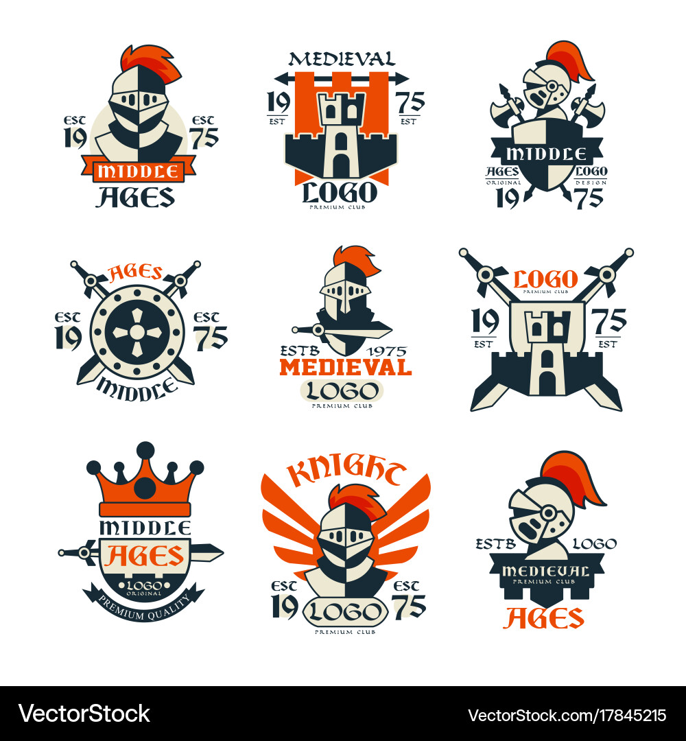 Middle ages logo design set vintage medieval Vector Image