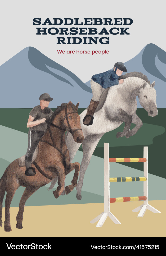 Poster template with horseback riding Royalty Free Vector