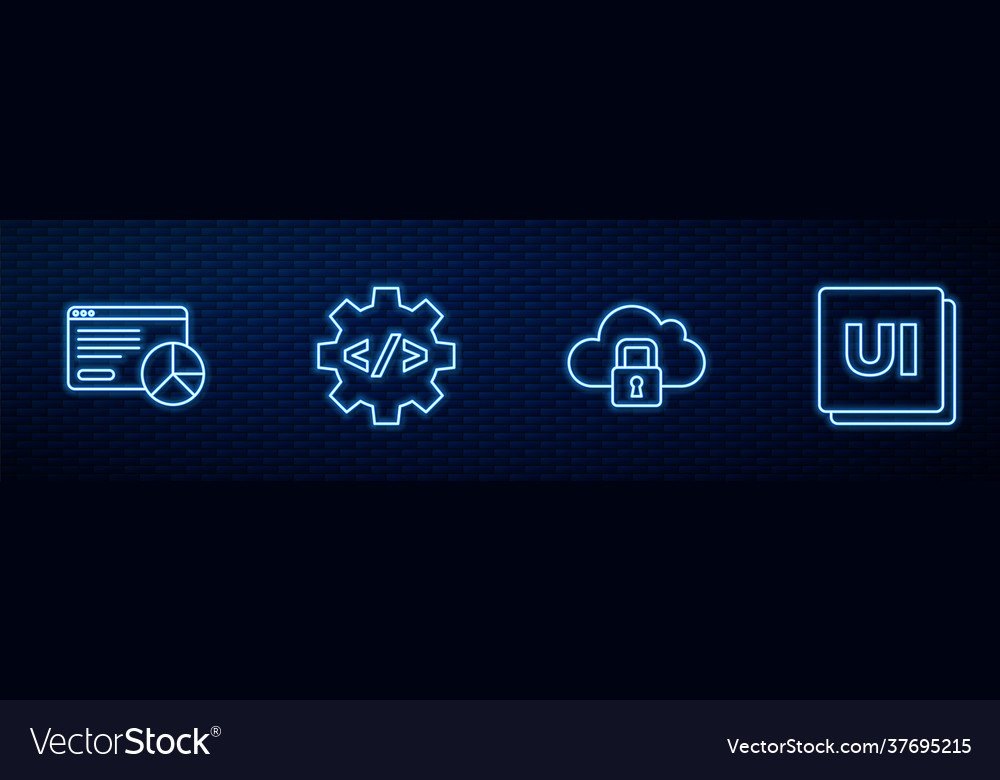 Set line cloud computing lock website statistic Vector Image Set line cloud computing lock website statistic Vector Image