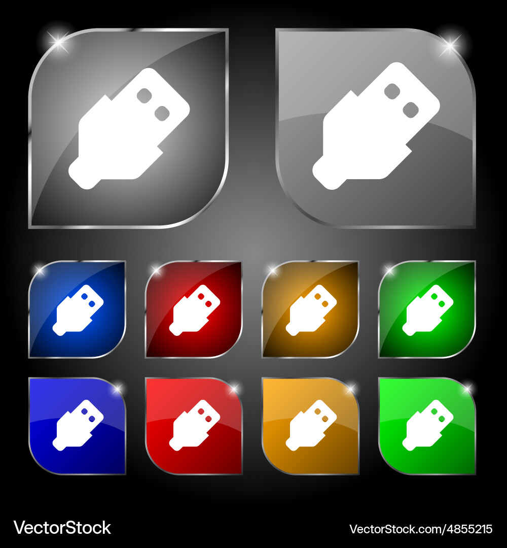 Usb icon sign set ten colorful buttons Royalty Free Vector