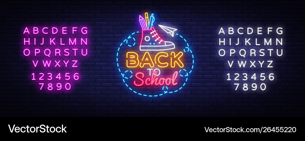 Back to school neon sign design template Vector Image