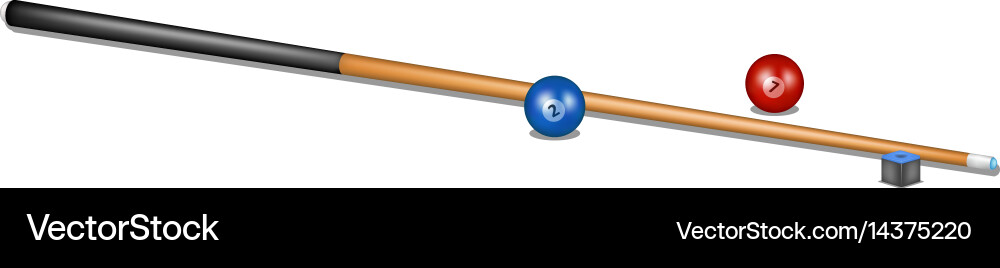 Billiard cue chalk block and balls Royalty Free Vector Image