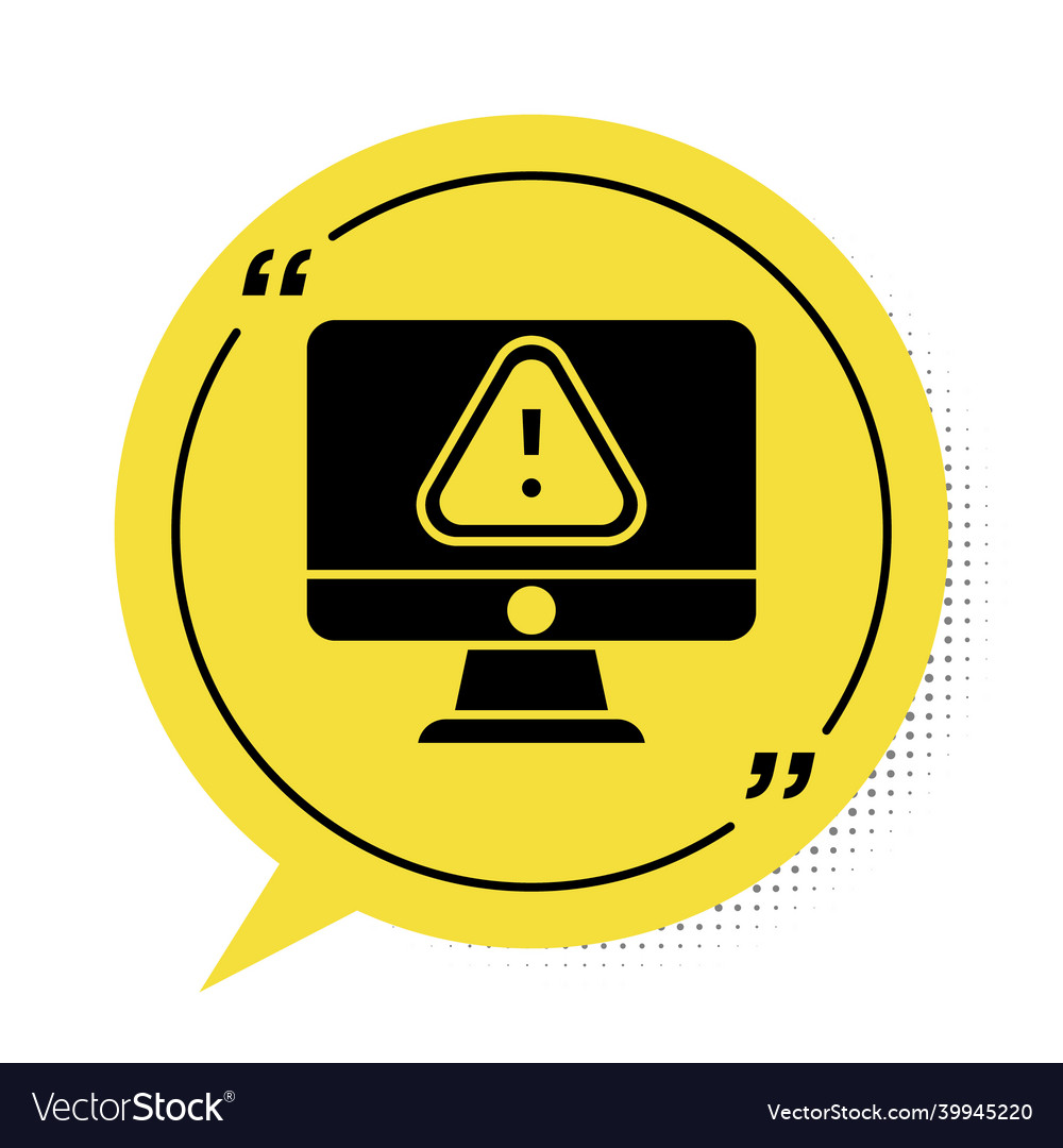 Black computer monitor with exclamation mark icon Vector Image