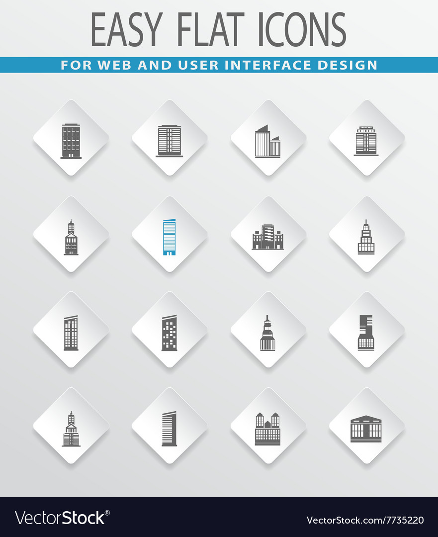 Buildings icons set Royalty Free Vector Image - VectorStock