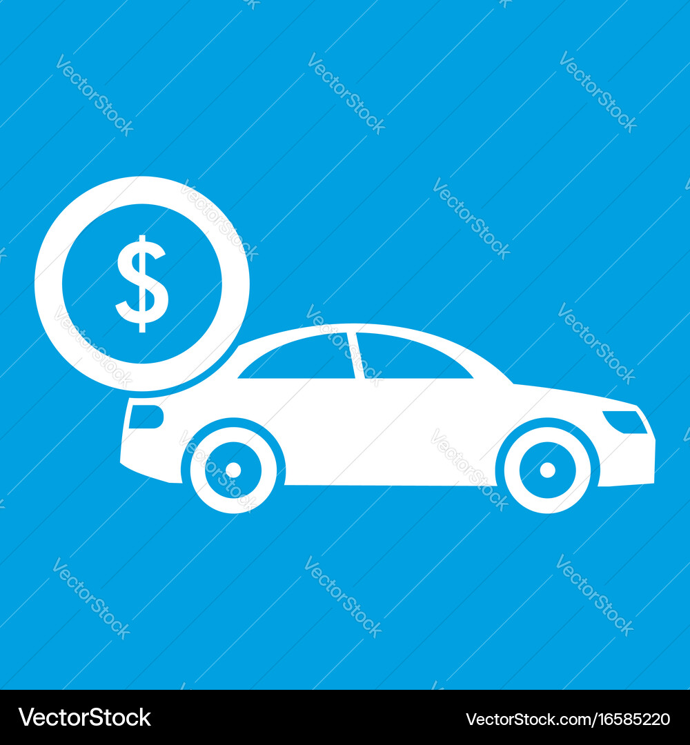 Car and dollar sign icon white Royalty Free Vector Image