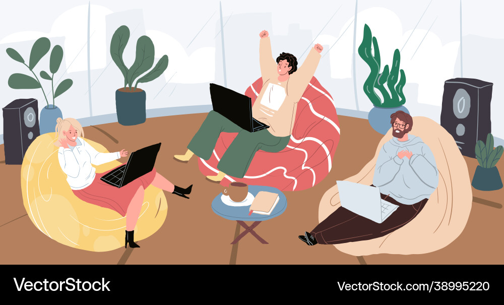 Cartoon flat characters at home party Royalty Free Vector