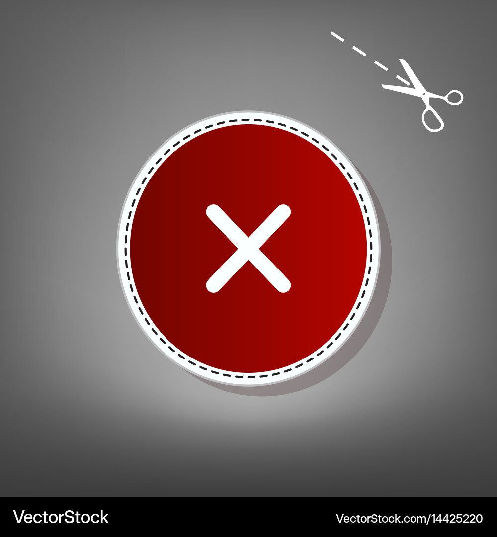 Cross sign red icon with for Royalty Free Vector Image