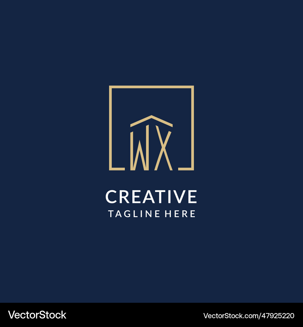 Initial wx square lines logo modern and luxury Vector Image