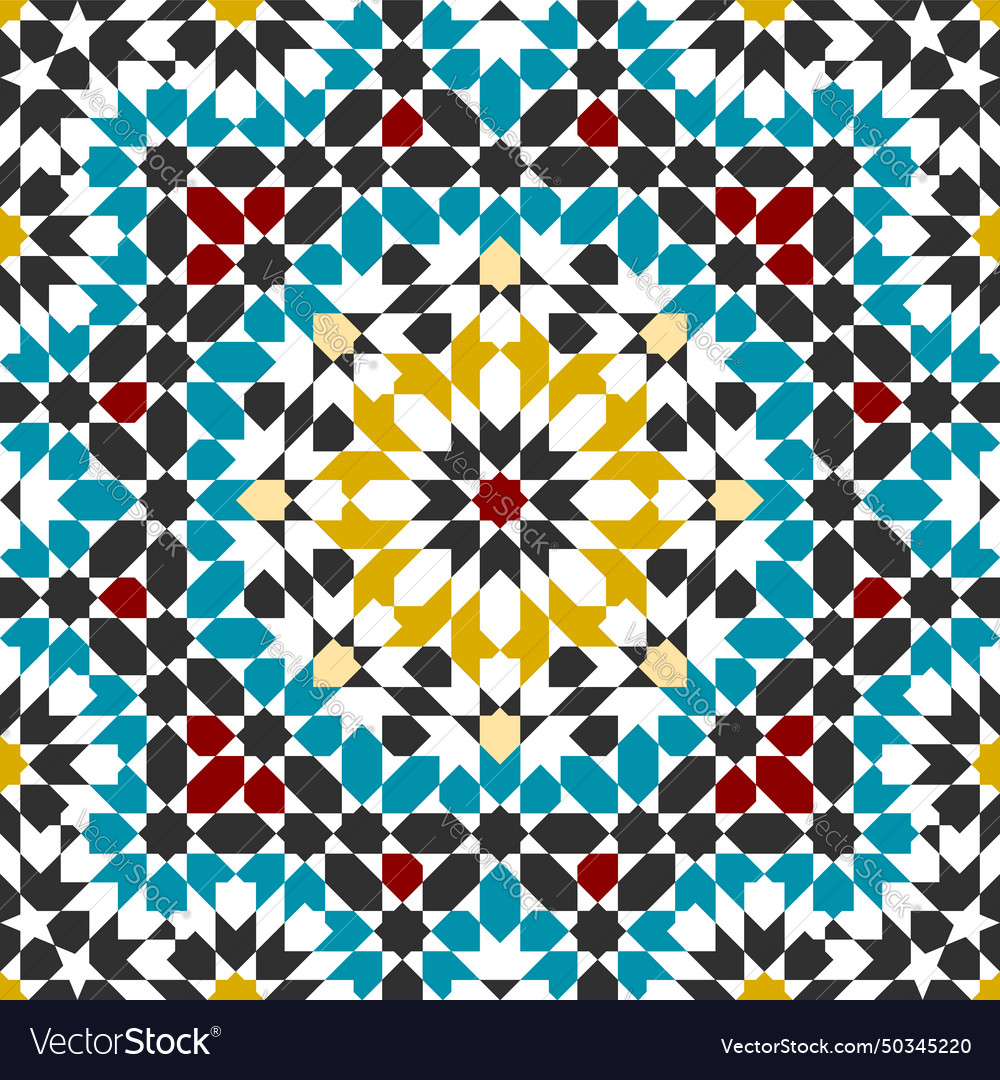 Seamless geometric pattern in arabic style zellij Vector Image