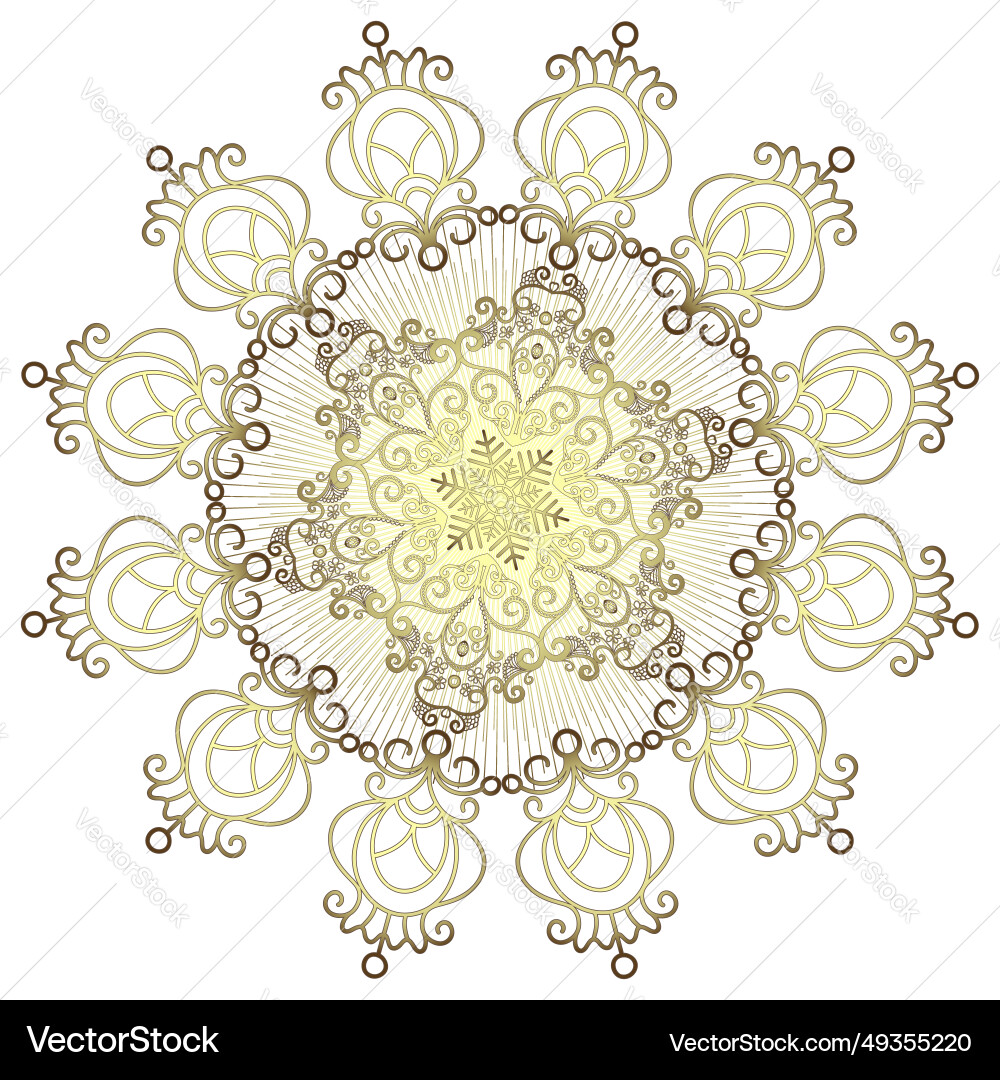 Shiny golden lace snowflake isolated Royalty Free Vector